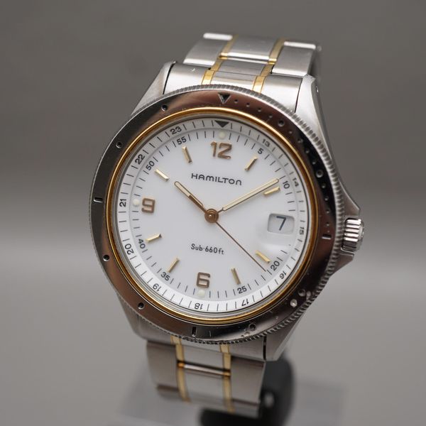 [WTS] Vintage Hamilton 9774 White Dial Two Tone Sub 660Ft Quartz Watch ...
