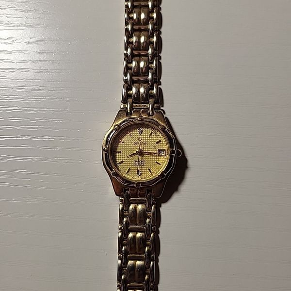 Vintage Lady Elgin Quartz Watch Gold Tone Diamonds Date Analog New ...