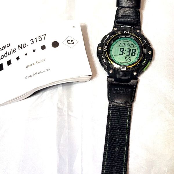Casio Pathfinder Watch Twin Sensor Digital Compass Temperature 3157 SGW ...