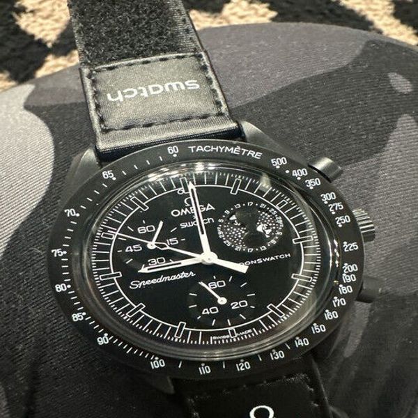 Omega X Swatch Moonswatch Mission To The Moonphase BLACK New Moon Watch ...