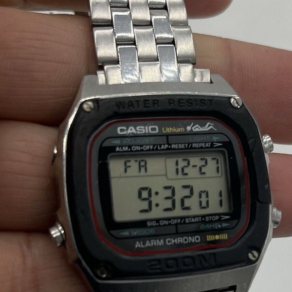 Vintage Watch Mens CASIO alarm chrono digital 80's DW-1000 caliber 280 ...