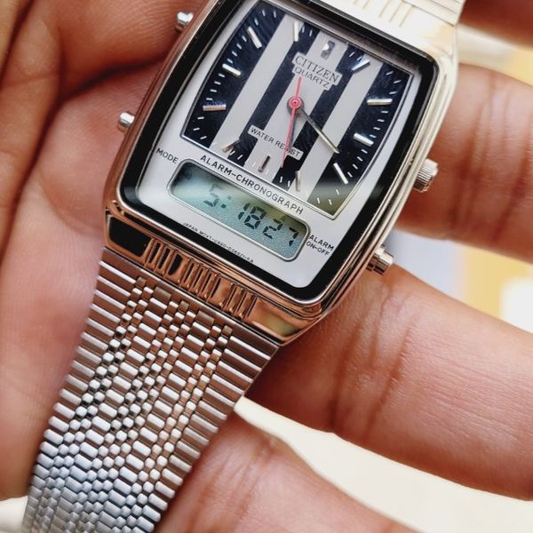 NOS Citizen Suits Ana-Digi Alarm Chronograph Racing Retro Style Watch ...