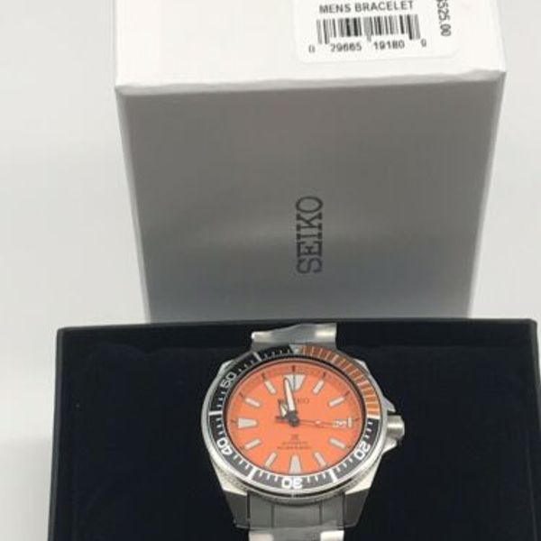 SEIKO Prospex Samurai Automatic Orange Dial Stainless Steel Dive Watch ...