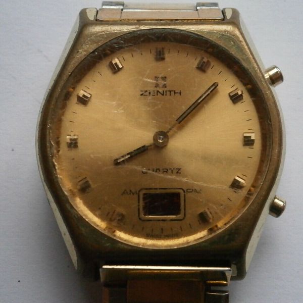Vintage gents wristwatch ZENITH quartz watch spares or repair 47.0 ...
