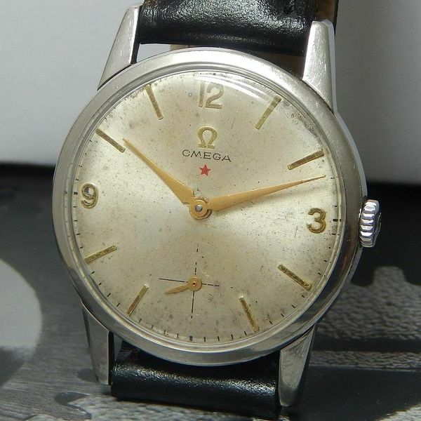 Vintage 1961 SS OMEGA RED STAR Cal. 268 Mechanical Mens Watch Ref ...