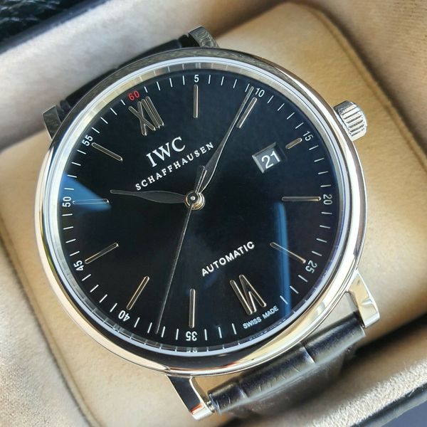 NEW IWC Portofino IW356502 Black Dial Automatic Watch Guarantee to 2026 ...