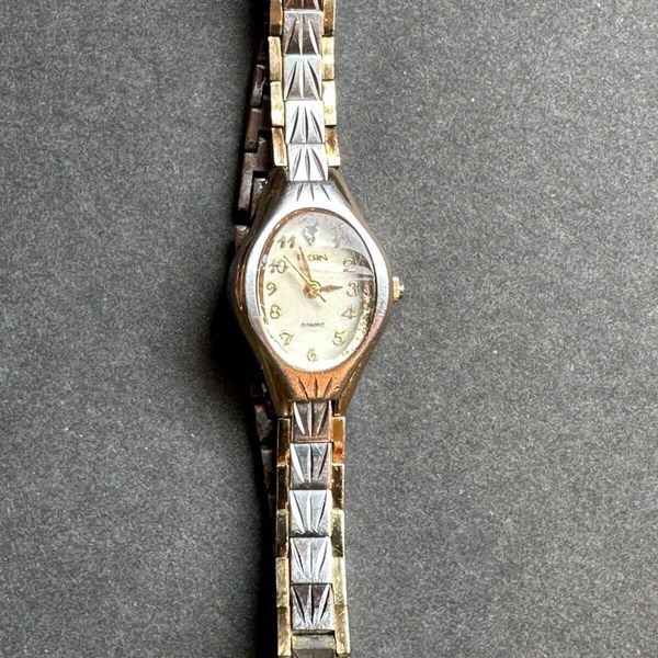 Elgin "Diamond" Ladies EG8076 2 Tone Wrist Watch With SS Band ...