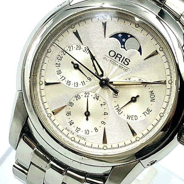 ORIS 7554 Automatic Watch Sapphire Crystal Moon Phase Triple Calendar ...