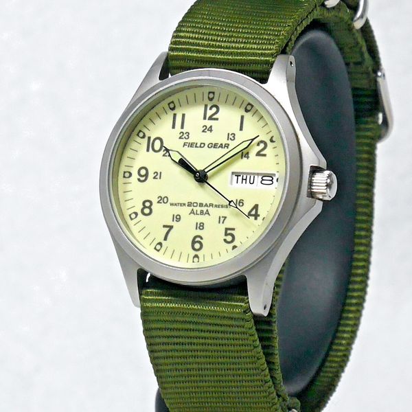 SEIKO ALBA FIELD GEAR Military Watch V743-8000 1993 Full Luminous Dial ...