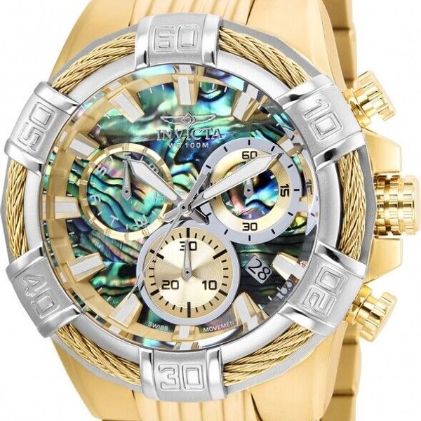 Invicta 51mm Bolt ABALONE Dial Swiss Chronograph Gold Stainless Steel ...