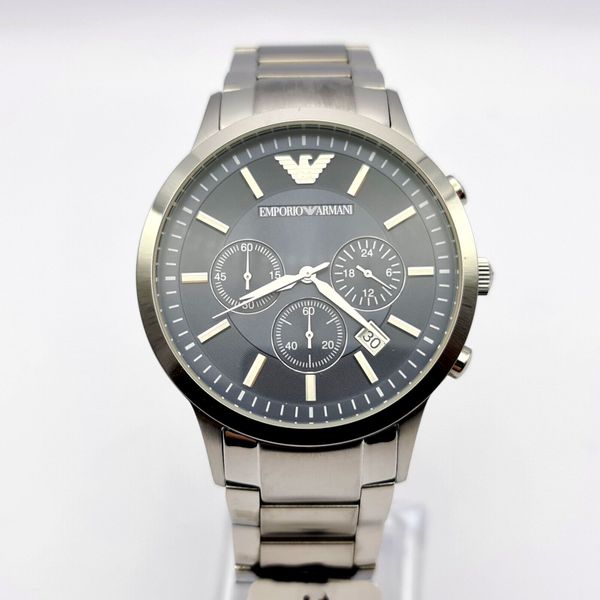 NEW GENUINE EMPORIO ARMANI AR2448 BLUE DIAL STAINLESS STEEL MEN'S WATCH ...