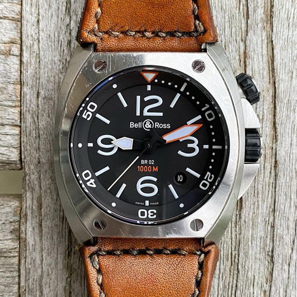 Bell & Ross BR02-20-S Marine 1000M Military Diver Box & Manuals Steel ...