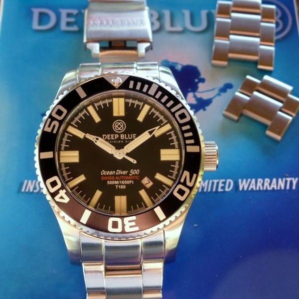 *SOLD*: Deep Blue Ocean Diver 500 T100 Flat Tube (Tritium) Divers Watch ...
