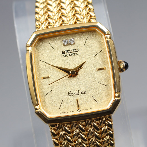 [N MINT] SEIKO Exceline 7321-5910 Gold Diamond Dial Quartz Women Vintage Watch | WatchCharts ...