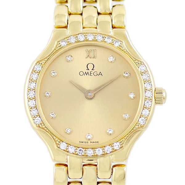 Battery Replaced OMEGA Omega DeVille Devil Solid Gold 11P Diamond ...