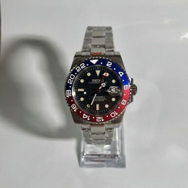 Seiko Mod GMT Pepsi NH34 Automatic Watch with Pepsi Dial and Sapphire ...