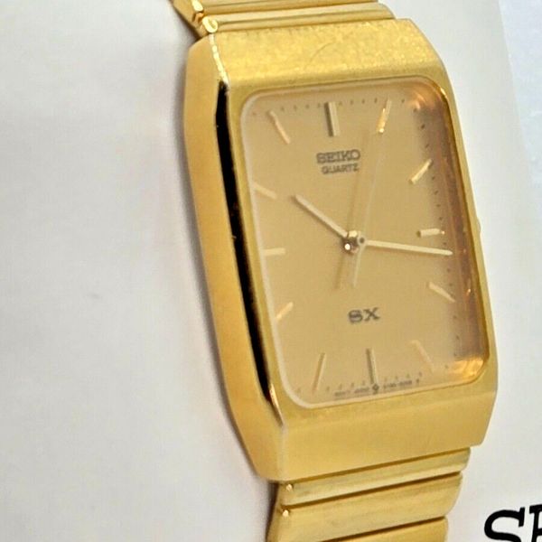 1991 Seiko SX 5Y95-5000 Gold Tone Tank Men's Watch New Battery Ex Cond ...