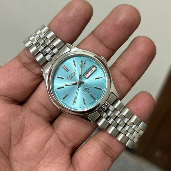 Seiko DX Sky Blue Sunburst Dial Automatic Wrist Watch for Gents Japan ...