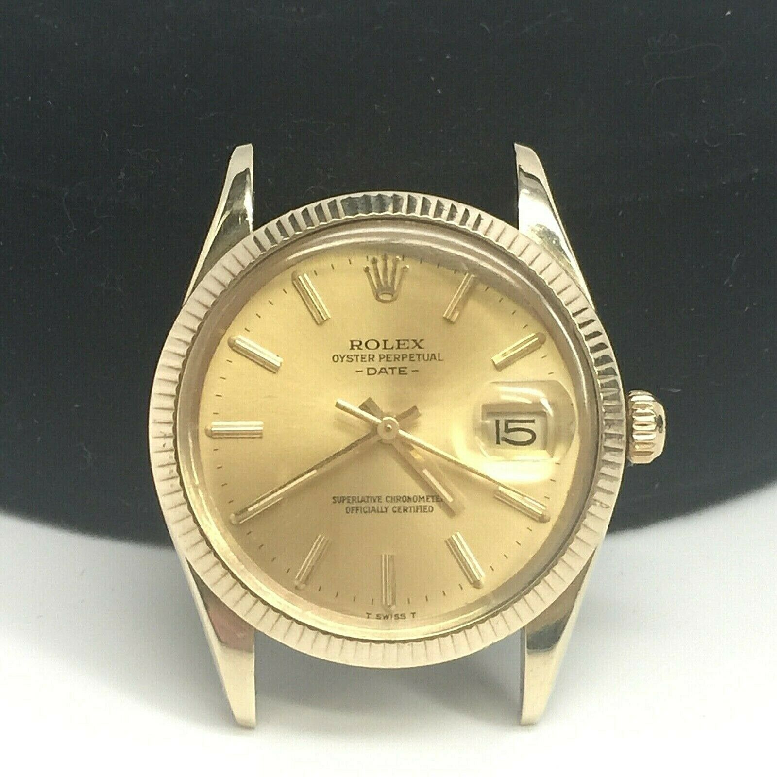 Rolex 14k Solid Gold Men's Oyster Date 1981 Quickset Date Model 15037 ...