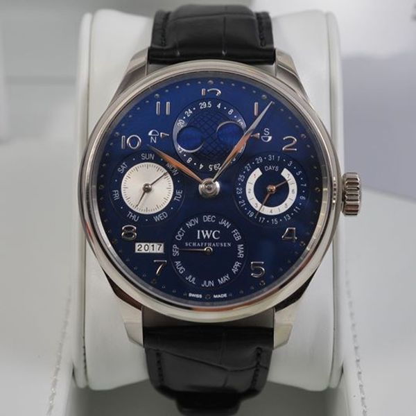 FS: IWC Portugieser Perpetual Calendar IW503203 WG Blue Dial Day-Date ...