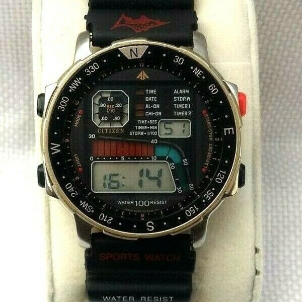 RARE CITIZEN VINTAGE DIGITAL D060 42-8060 CHRONOGRAPH WINDSURFING WR100 ...