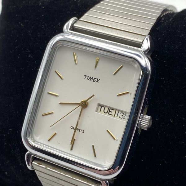 TIMEX TANK LA CELL QUARTZ CLASSIC WHITE/SILVER WATER RESISTANT MEN'S ...