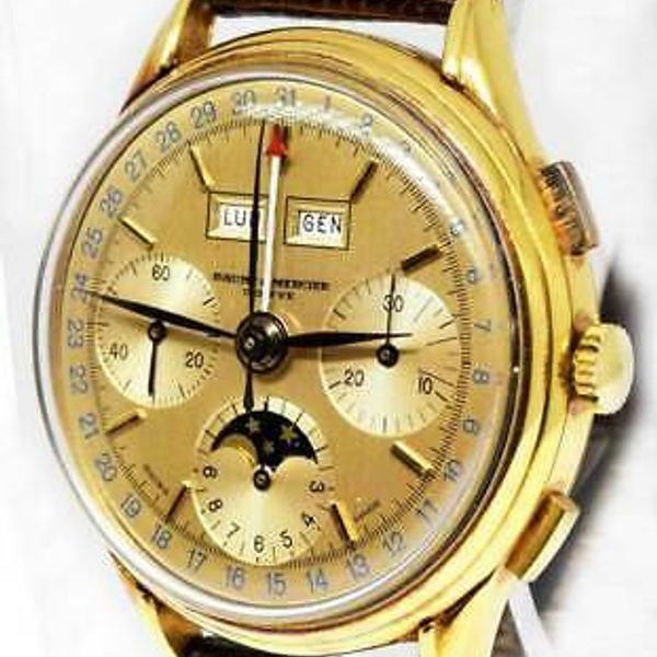Baume & Mercier Vintage 18k Chronograph Triple Calendar Moon Watch 3902 ...