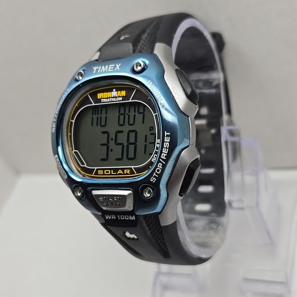 Timex Ironman Triathlon Solar 50 Lap Indiglo WR100M Blue Alarm ...