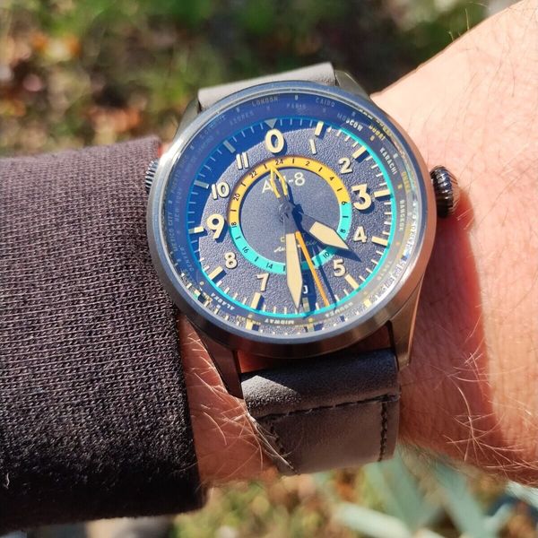 AVI-8 Flyboy Tropical Grey Wingman Worldtimer GMT Automatic, COOL LUME ...