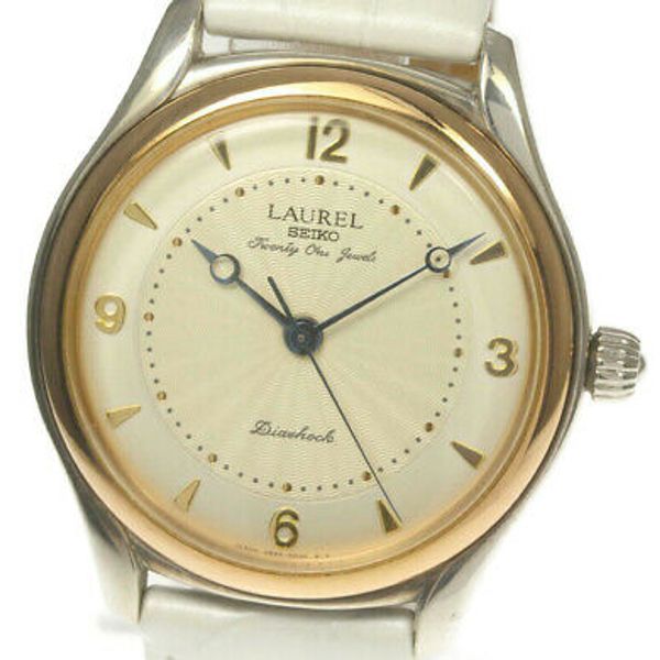 SEIKO Laurel 4S24-0030 SV925/18KT Leather Belt Hand-winding Men's Watch ...