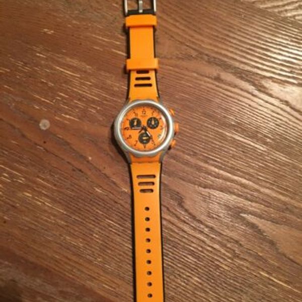 Swiss Swatch Watch Water-Resistant SR936SW Orange & Black | WatchCharts