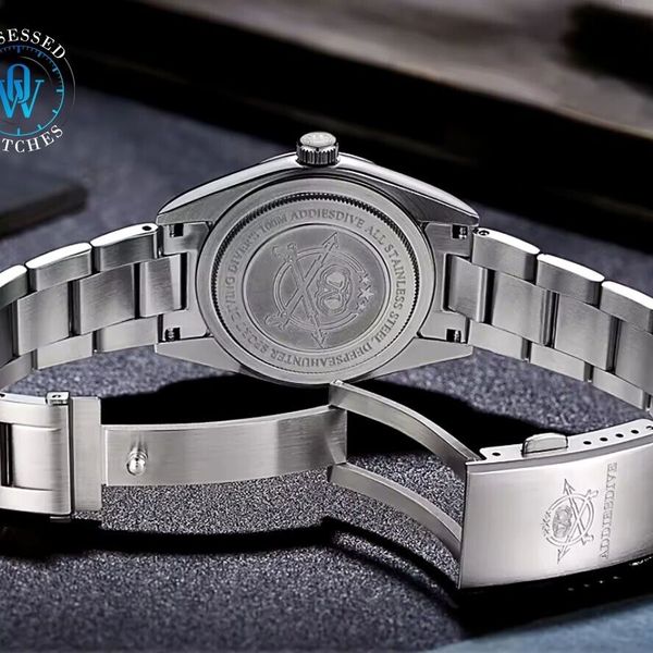 Addiesdive AD2066 Dress Watch Green SS 100m Seiko VH31 Quartz Movement ...