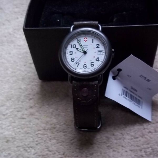 Victorinox Swiss Army Men's Cavalry Watch Gun Metal brown leather 24249 ...