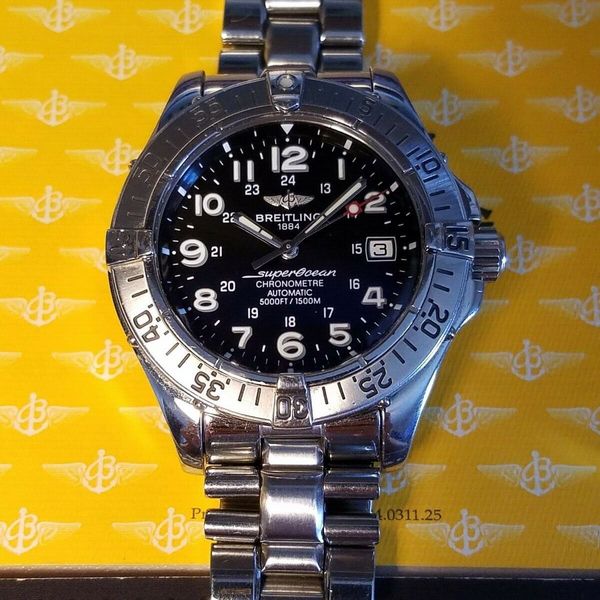 BREITLING SUPEROCEAN PROFESSIONAL A17360 AUTOMATIC STEEL DIVER WRIST ...