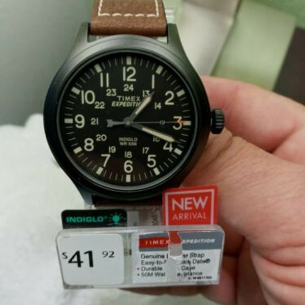 Timex Men's TW4B11300 Expedition Scout 43mm Brown/Black Leather Strap ...
