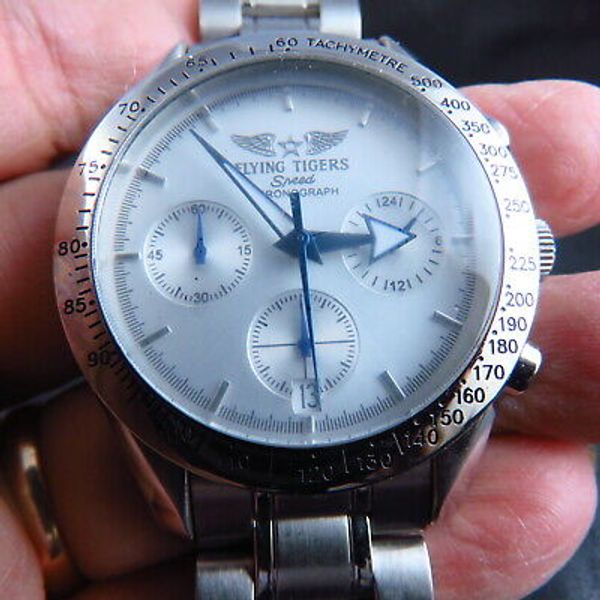 NEW ALL STEEL FLYING TIGER CHRONOGRAPH QUARTZ MEN WATCH | WatchCharts ...