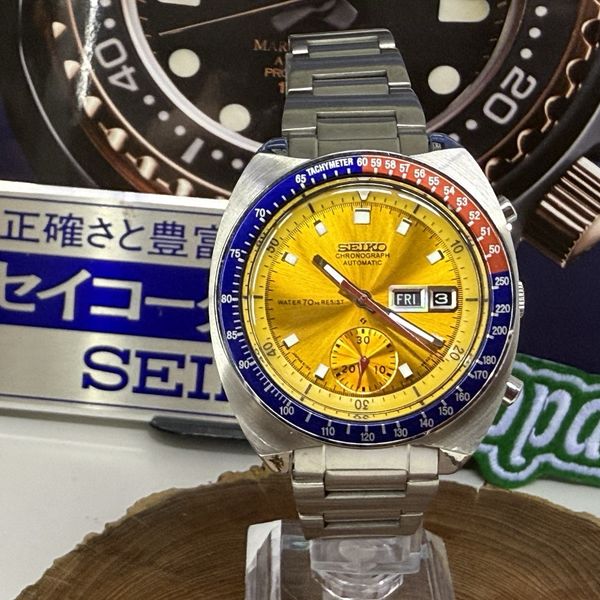 Seiko Pogue Golden Dial Watch 6139 6002 Space Watch Fully Refurbished ...