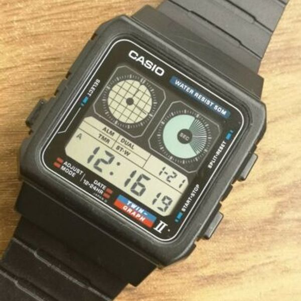 Casio Twin Graph AE-21W rare retro vintage digital watch 80s excellent ...