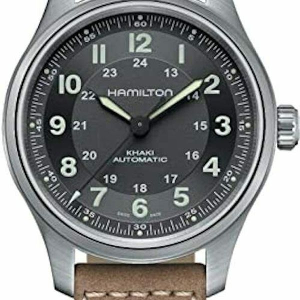 NEW HAMILTON KHAKI FIELD SANDBLASTED TITANIUM CASE GRAY DIAL 42MM ...