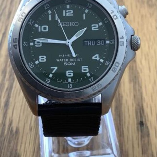 Seiko Kinetic Military Mens Watch. New Capacitor Fitted. 5M63-0A50 ...