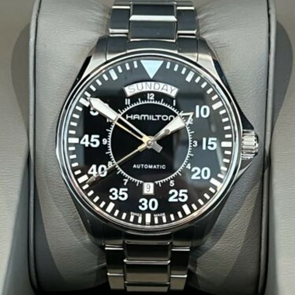 Hamilton Khaki Aviation Pilot Day Date Men's Interstellar Film Watch H64615135 | WatchCharts ...