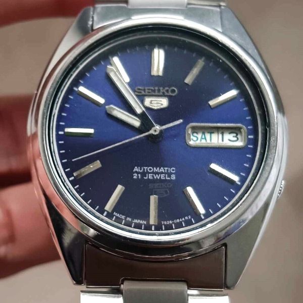 Seiko 5 automatic 17 jewels vintage 7s26-3180 Blue dial day date men | WatchCharts Marketplace