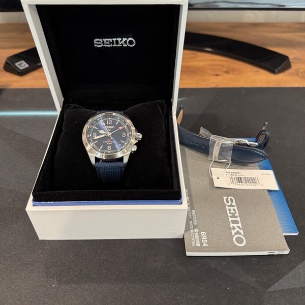 Seiko Prospex Mens Alpinist GMT Blue Dial Blue Strap Watch SPB377 ...