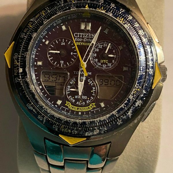 Citizen Titanium Eco-Drive Men's C650 Skyhawk Blue Angels Watch ...