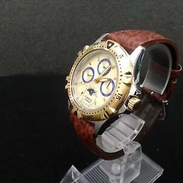 CASIO Moon phase quartz analog MD-739 716 #86E7 wristwatch ...
