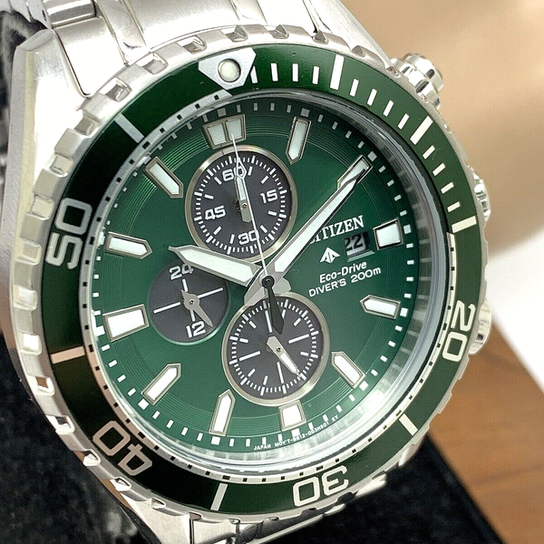 Citizen Men's Watch CA0820-50X Promaster Eco-Drive Green Dial Chronograph 44mm | WatchCharts ...