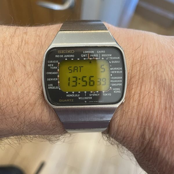 Seiko M158 5000 Pan Am Pilots Watch 1977 Digital Lemon Face ...