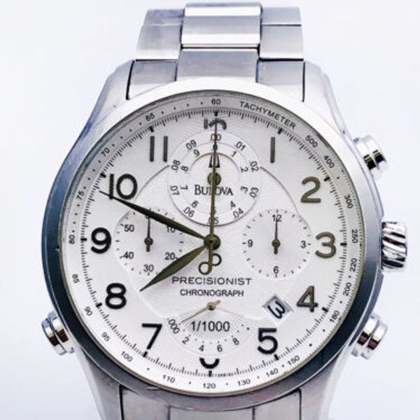 Bulova 96B183 Precisionist 46mm Men's Chronograph St. Steel Watch Size ...
