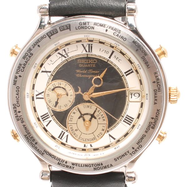 [Used] Seiko Watch Chronograph World Timer Quartz 6M15--9000 Men's ...