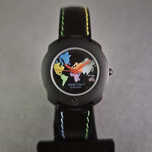Unique Benetton by Bulova Wristwatch - Colourful World Map Design ...